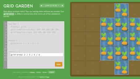 Learn css grid layout mechanism with CSS Grid Garden | Gamify List