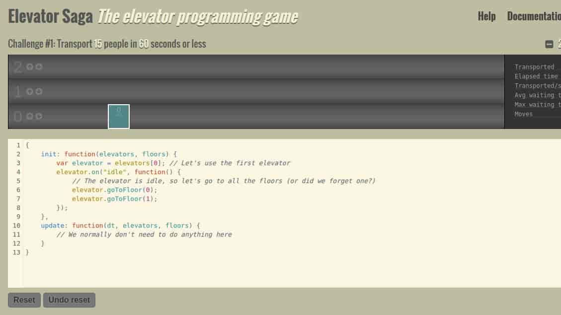 Learn javascript and computer algorithms with Elevator Saga | Gamify List