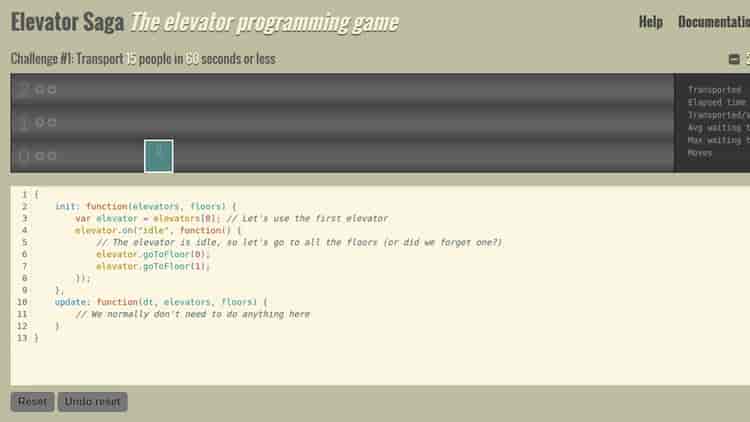 Learn javascript and computer algorithms with Elevator Saga | Gamify List