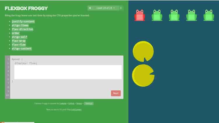 Learn css flexbox layout mechanism with Flexbox Froggy | Gamify List